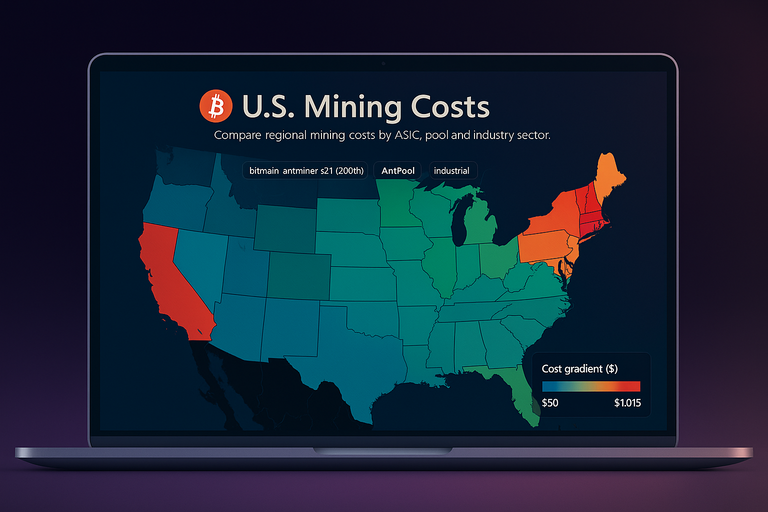 Bitcoin Mining Cost by Region and Electricity Rate